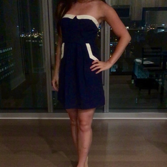 cope | Dresses | Navy Blue White Collar Mini Dress | Poshmark